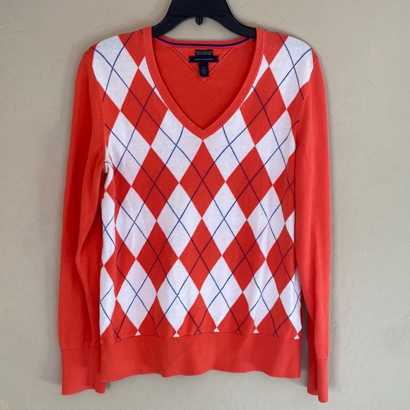 Tommy Hilfiger | Sweaters | Tommy Hilfiger Large Orange Diamond Design ...